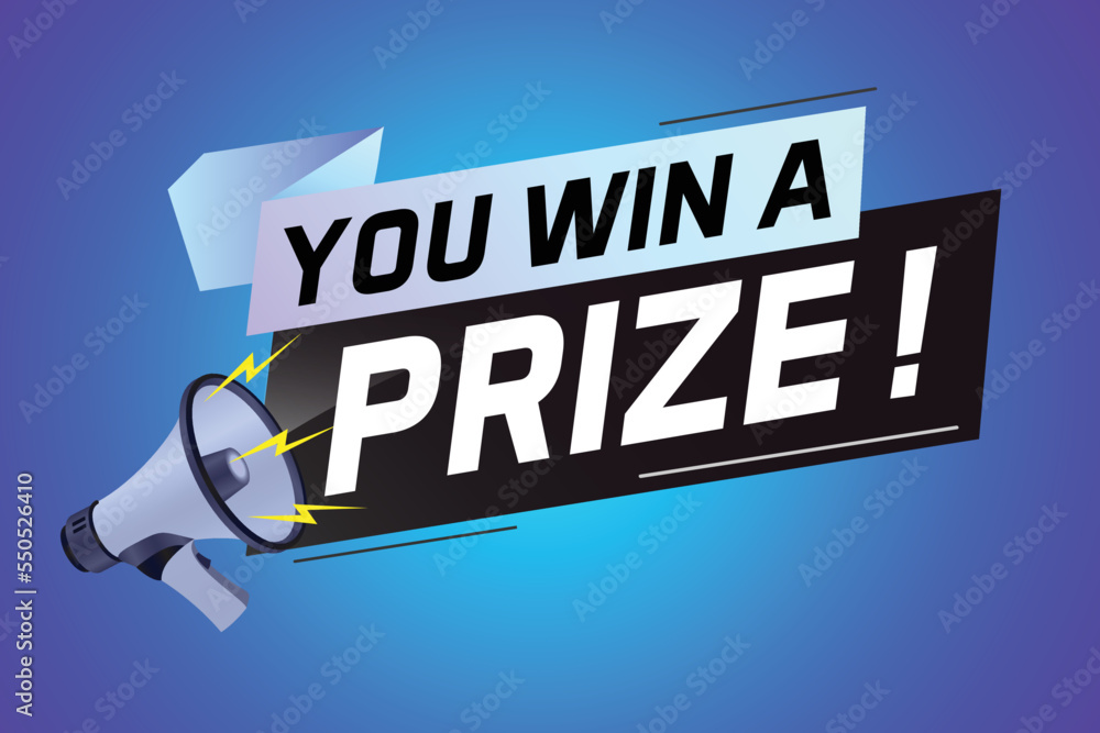 you win prize word concept vector illustration with megaphone and 3d ...