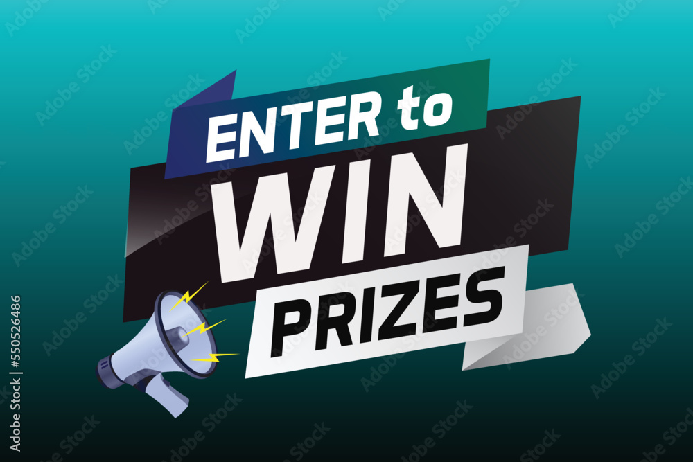 Enter to win prizes word concept vector illustration with megaphone and ...