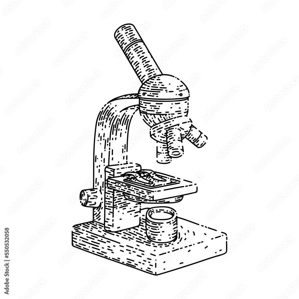 microscope lab hand drawn vector. laboratory research, science biology ...