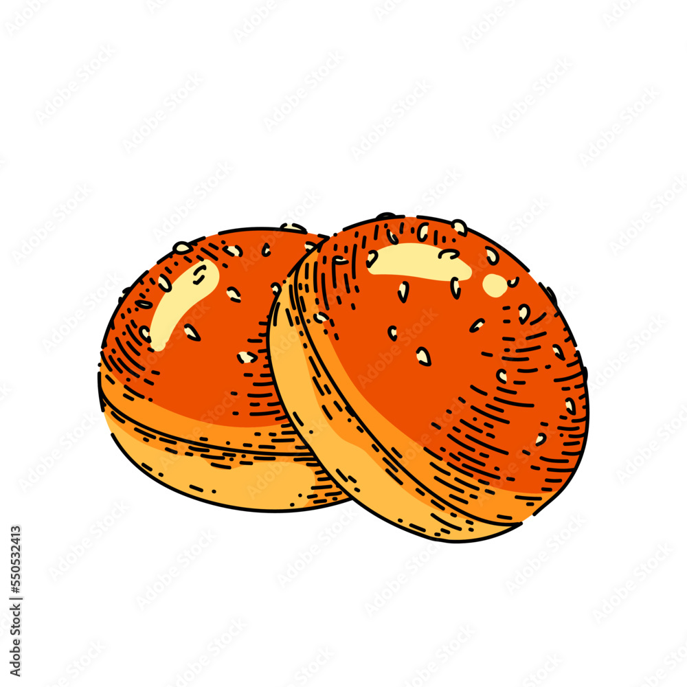 bun bread hand drawn vector. loaf food, bakery baget, pastry grain ...