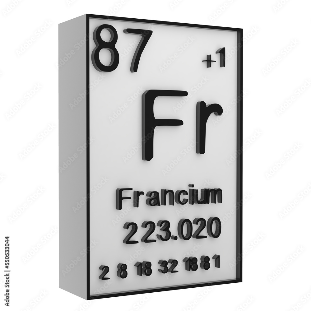 Francium,Phosphorus on the periodic table of the elements on white ...