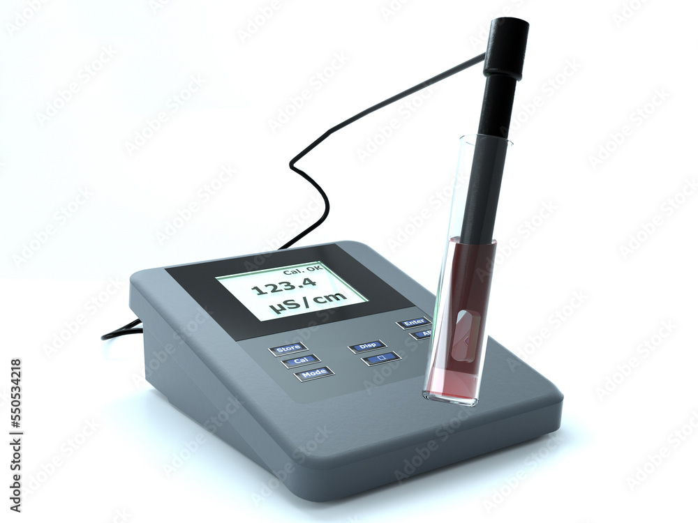 Professional conductivity measurement application. Sensor in fluid ...