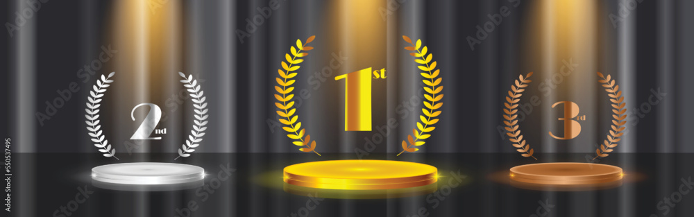 Set of 1st 2nd 3rd position template for competition, position, award ...