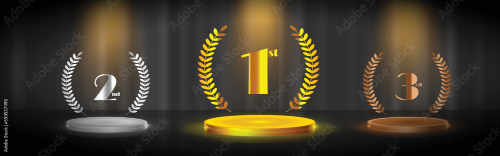 Set of 1st 2nd 3rd position template for competition, position, award ...