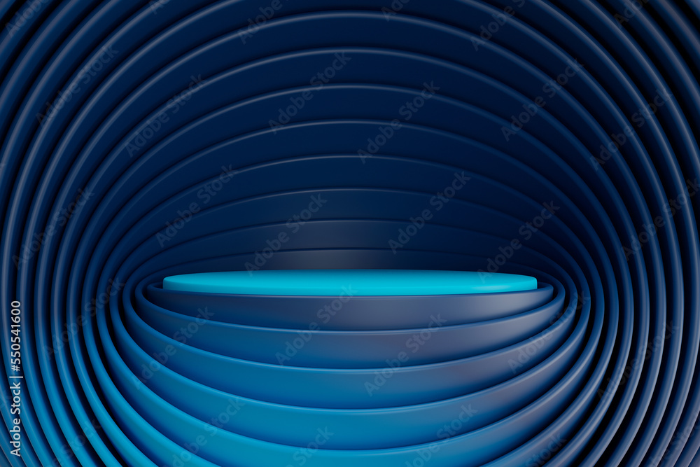 Light blue stage in a darker ocean blue clam shell type of floating ...