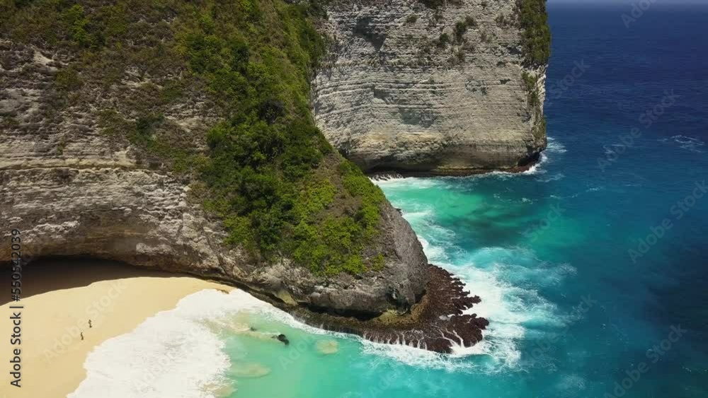Top down aerial view of Diamond Beach in Nusa Penida Island, beautiful ...