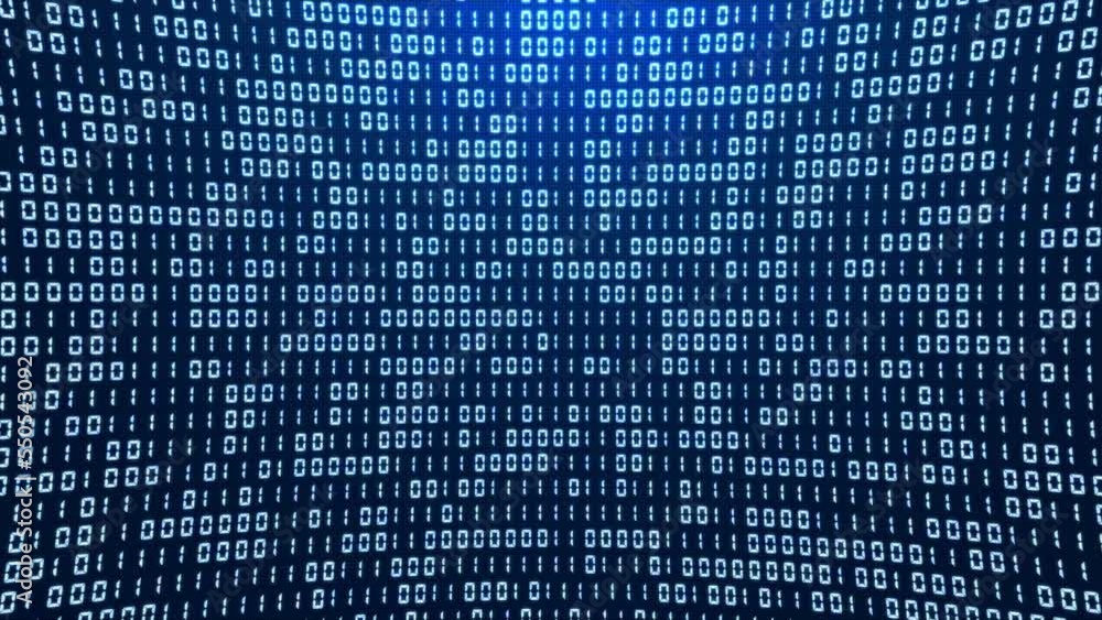 Binary Code Random Number Grid Technology Background.Changing program ...