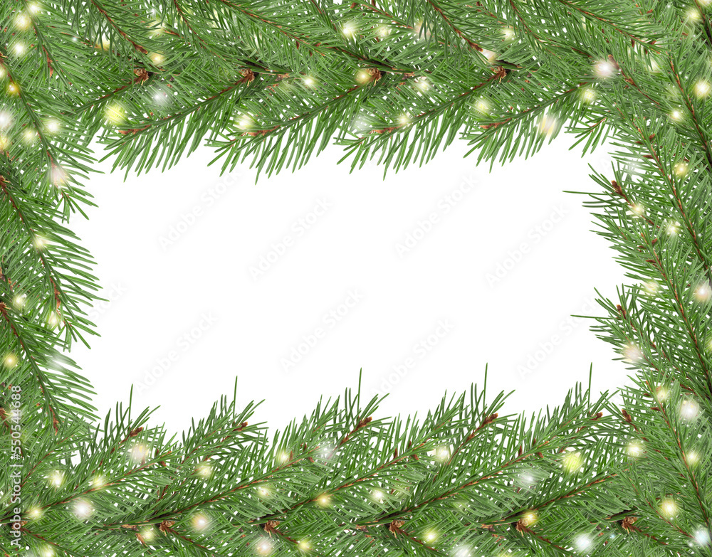 Frame from Pine Brunch. set of decorative borders with green Fir ...