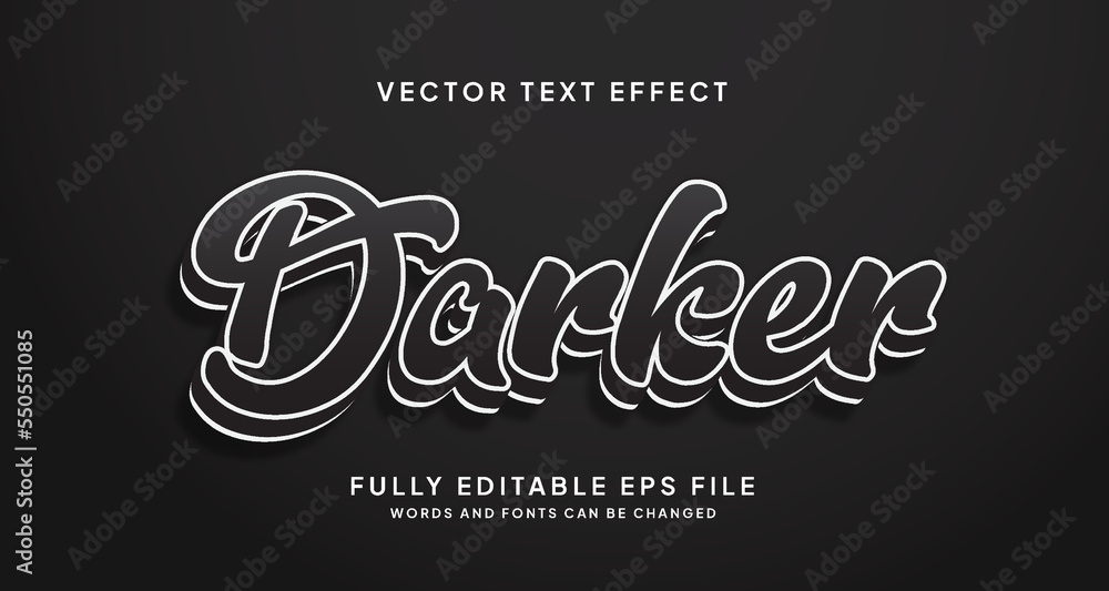 Editable Black text effect with black background Stock Vector | Adobe Stock