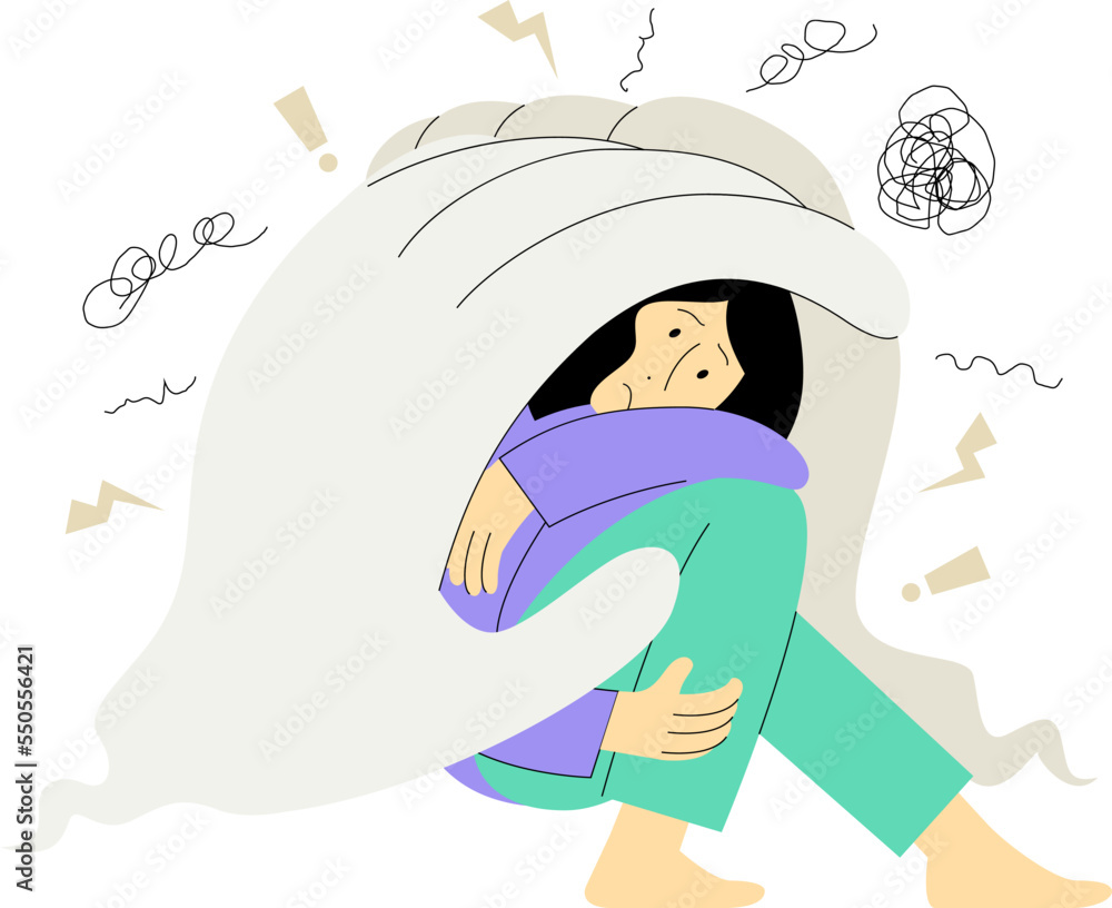 Anxiety concept illustration , mental disorders , sad , desperate flat ...