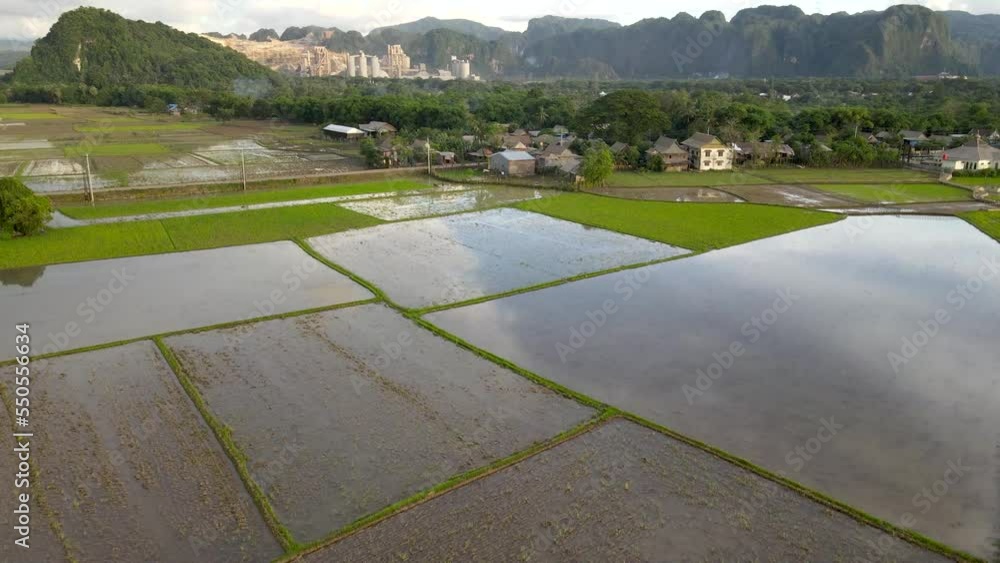 Aerial of Taraweang Village which close to factory of Semen Tonasa ...
