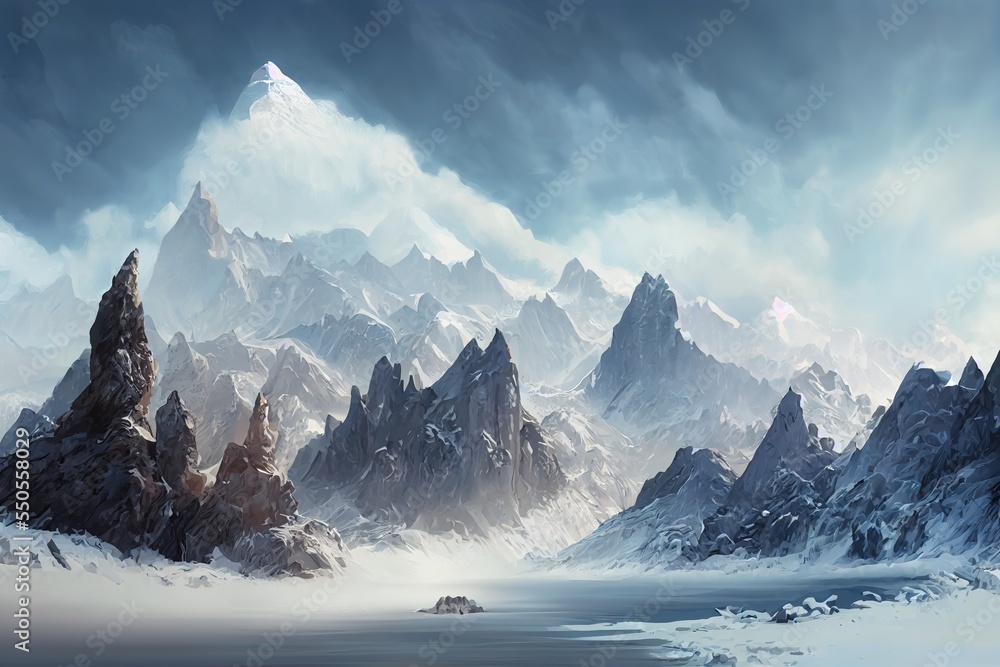 Mountain. Realistic Style. Video Game's Digital CG Artwork, Concept ...