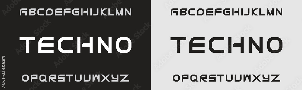 TECHNO minimal and tech alphabets font designs. professional vector ...