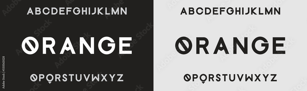 ORANGE minimal and tech alphabets font designs. professional vector ...