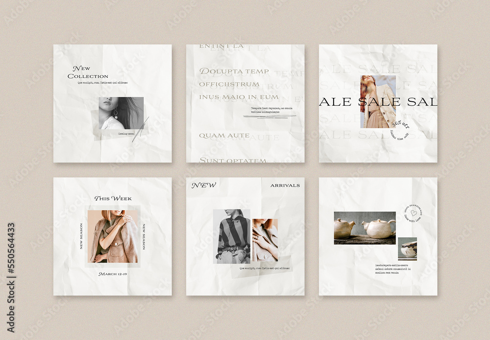 Social Media Layout with Paper Textures Stock Template | Adobe Stock