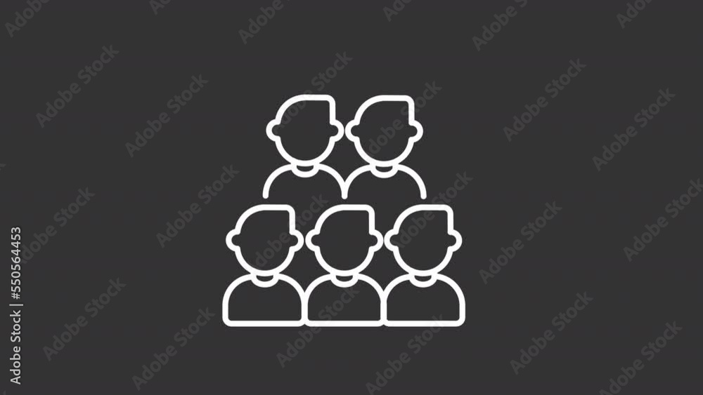 Animated group white line icon. Crowd of spectators. Colleagues ...