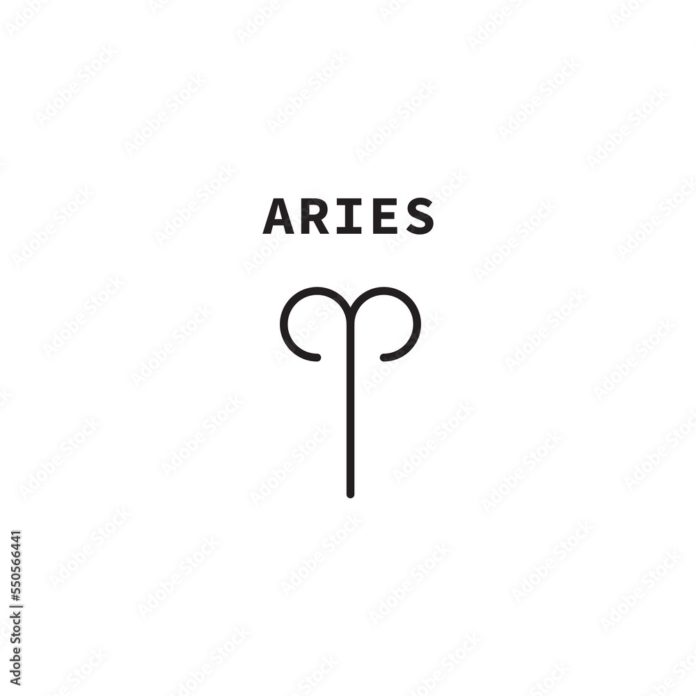 Zodiac Sign Aries Symbol. Minimal Vector Illustration Stock Vector ...