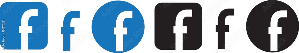 Facebook logo set isolated on white background. Social media icon Stock ...