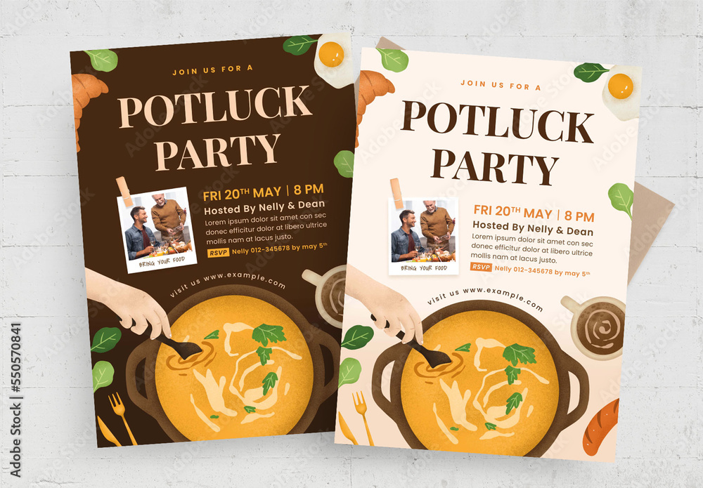 Potluck Party Flyer Template Stock Template | Adobe Stock