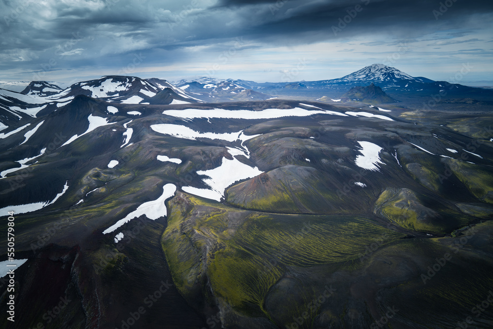 Drone Overview of section of the Icelandic Highlands Stock Photo ...