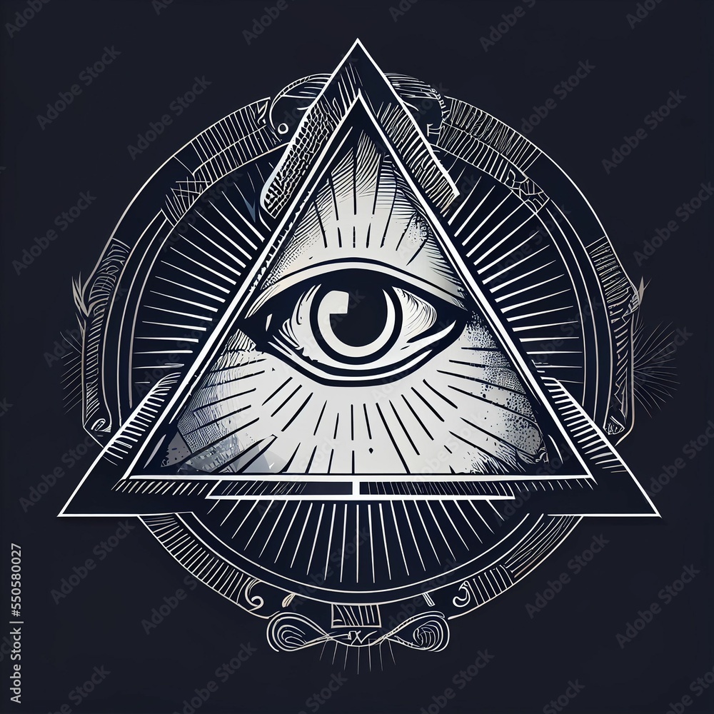 3d illustration of the illuminati logo over a grey background Stock ...