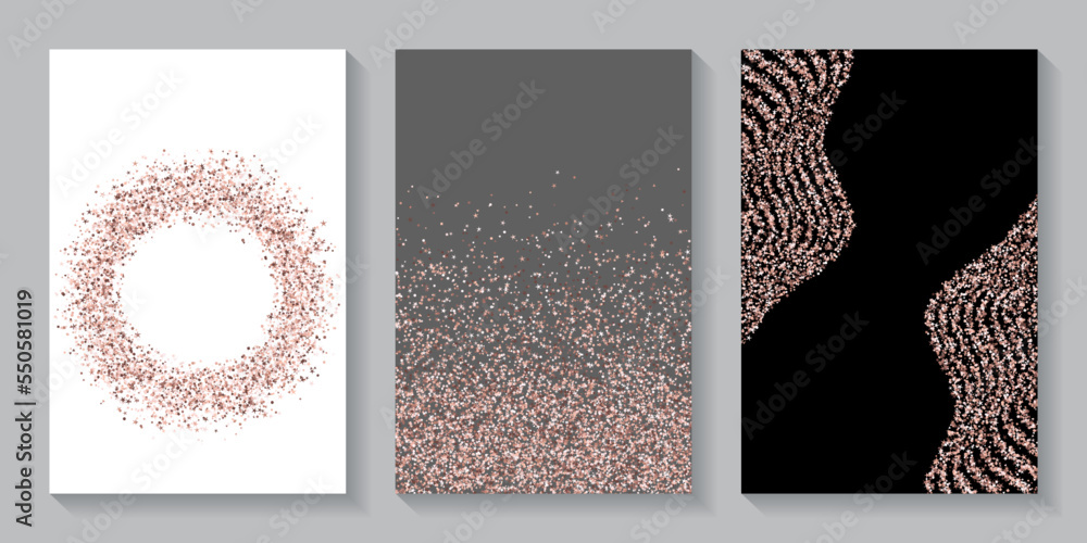 Sparkling pink confetti dot scatter texture. Triangle square circle ...