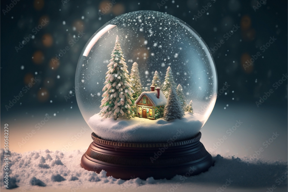 snow globe with winter village scene Stock Illustration | Adobe Stock
