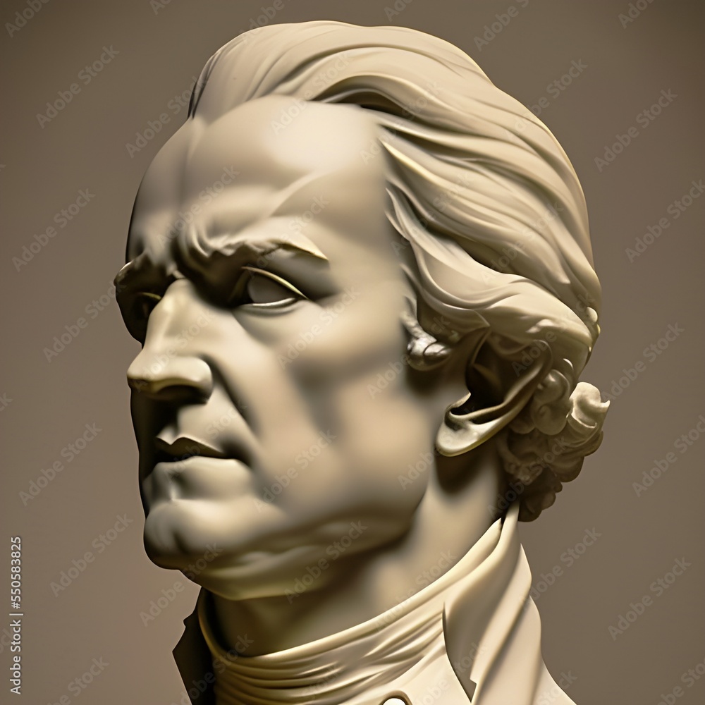 3D illustration of Alexander Hamilton, a founding father and the first ...