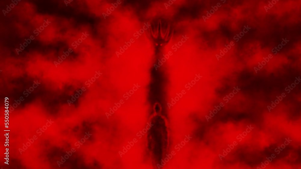 Evil hellish goddess and her messenger going through gates to people ...