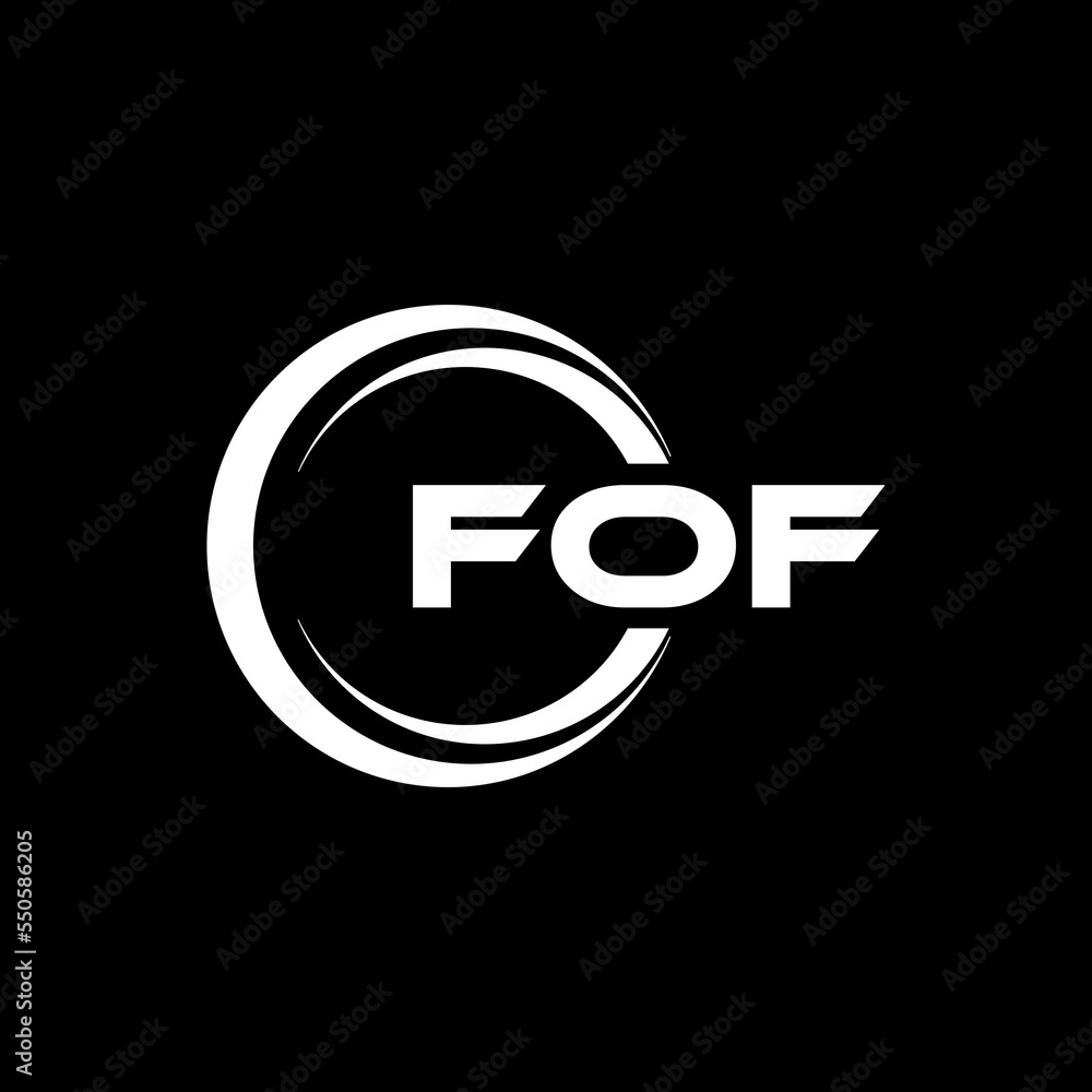FOF letter logo design with black background in illustrator, cube logo ...