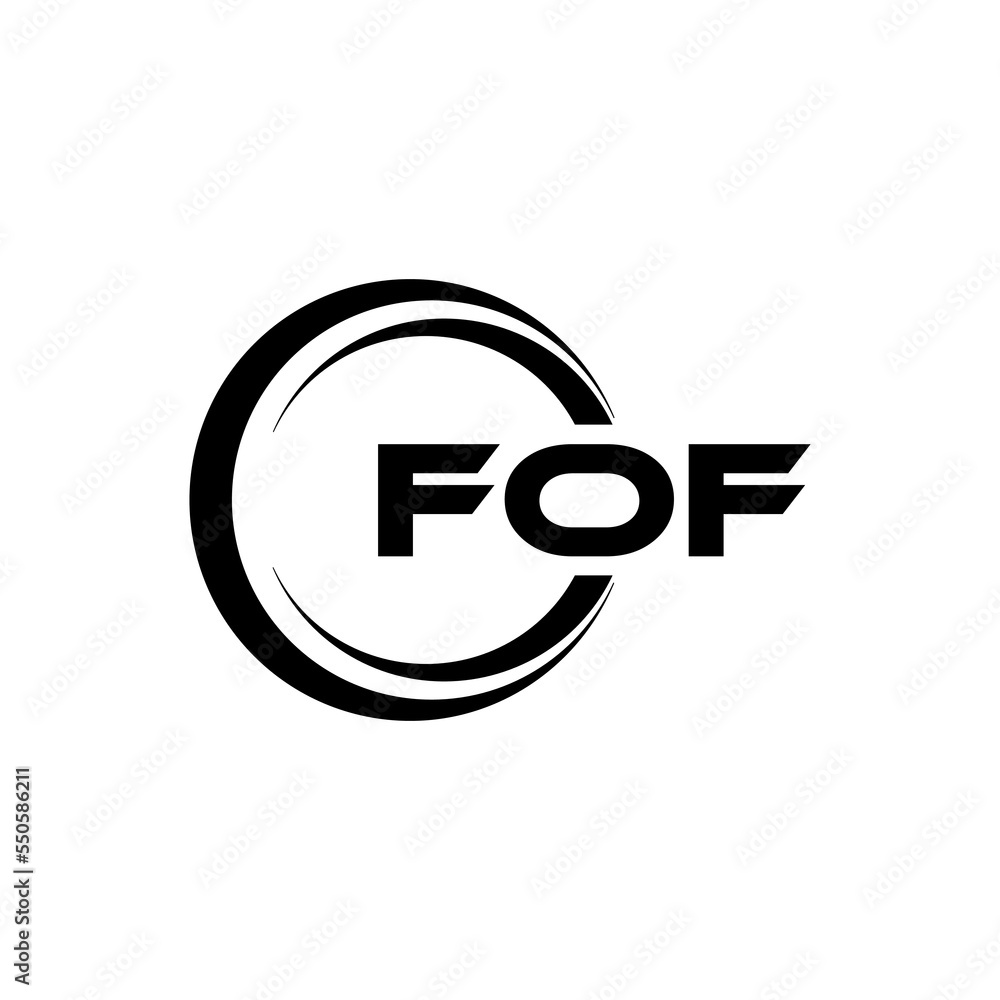 FOF letter logo design with white background in illustrator, cube logo ...