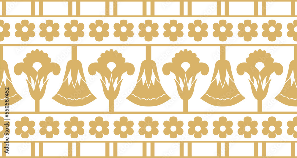 Vector golden seamless ornament of ancient Egypt. endless Border, frame ...