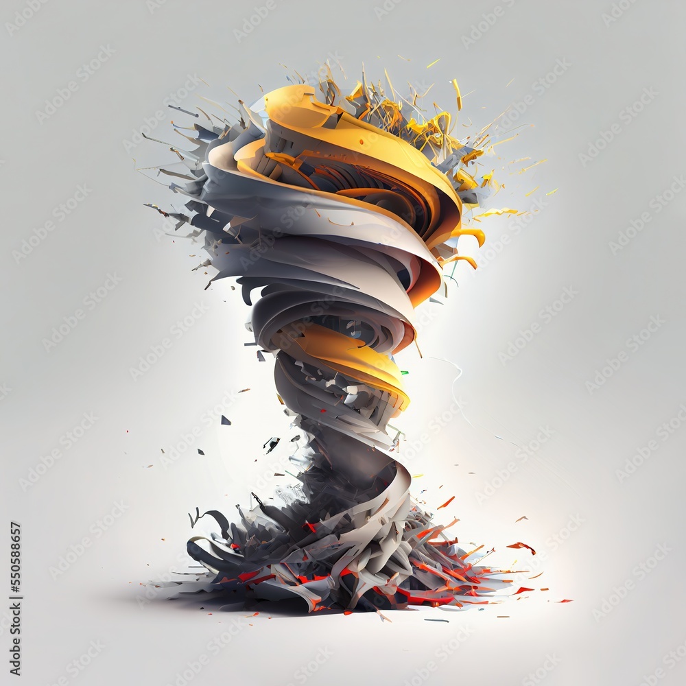 tornado, typhoon beautiful cartoon isometric diorama of natural ...