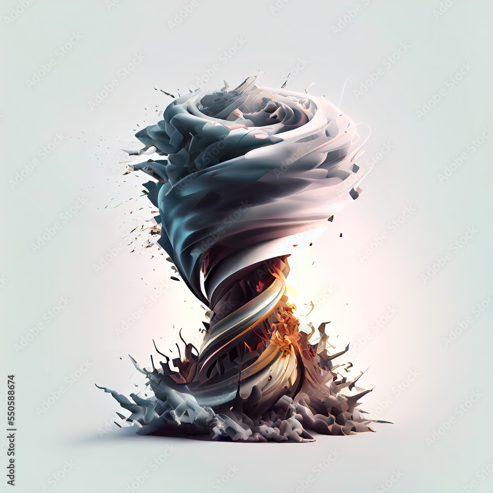 tornado, typhoon beautiful cartoon isometric diorama of natural ...