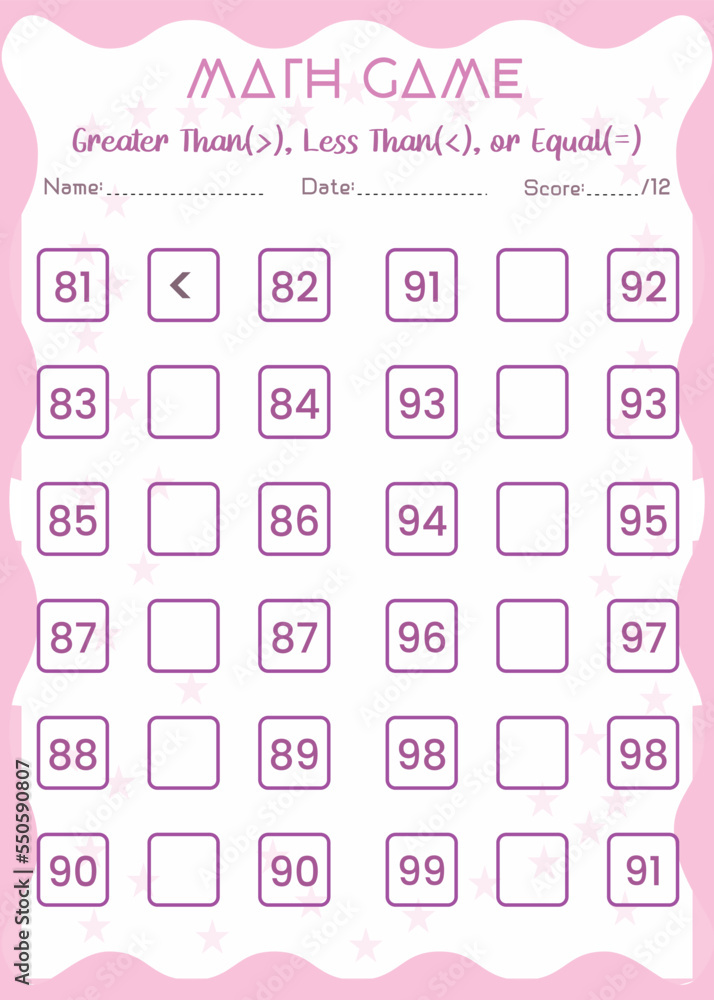 Comparing numbers worksheet. Easy worksheet, math game for children in ...