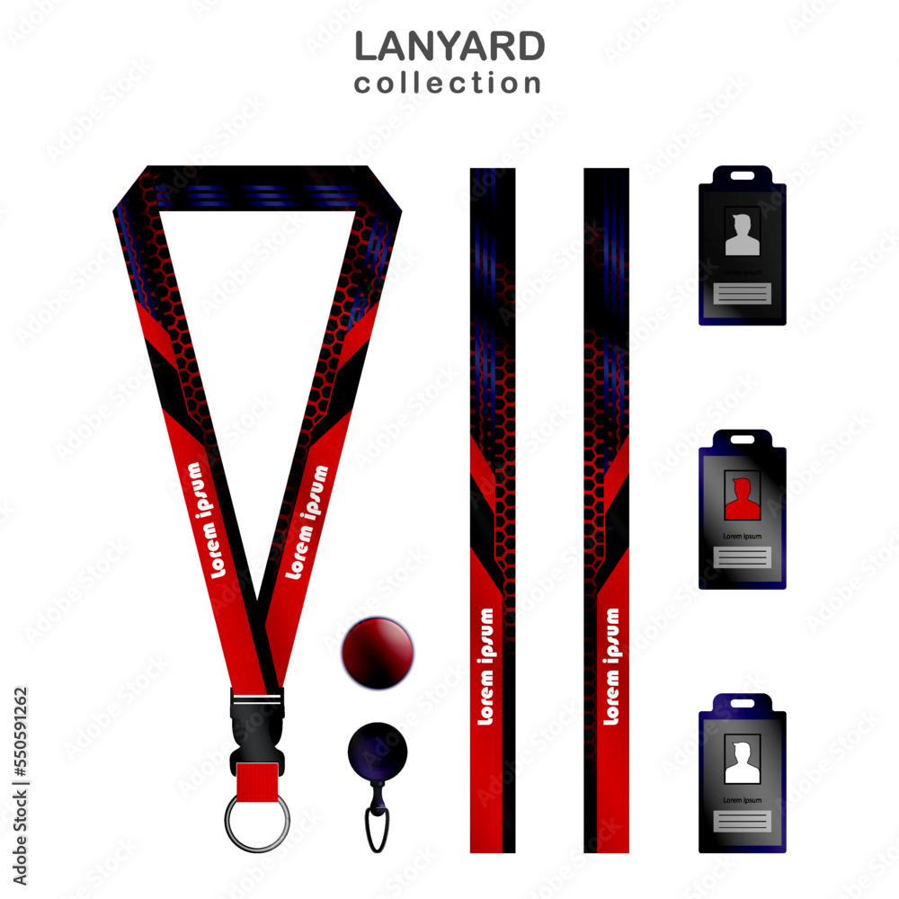 Red Blue Line Lanyard Template Set for All Company. Very pretty with ...