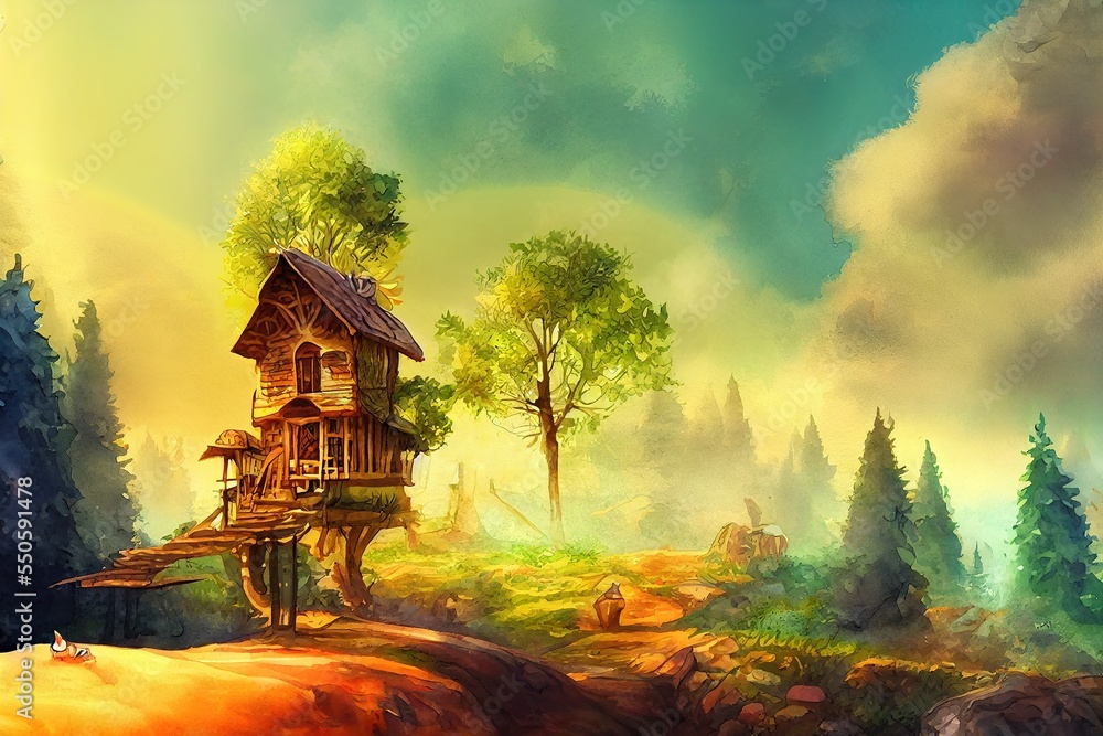 Watercolor Style Video Game Digital CG Artwork Concept Art Illustration ...