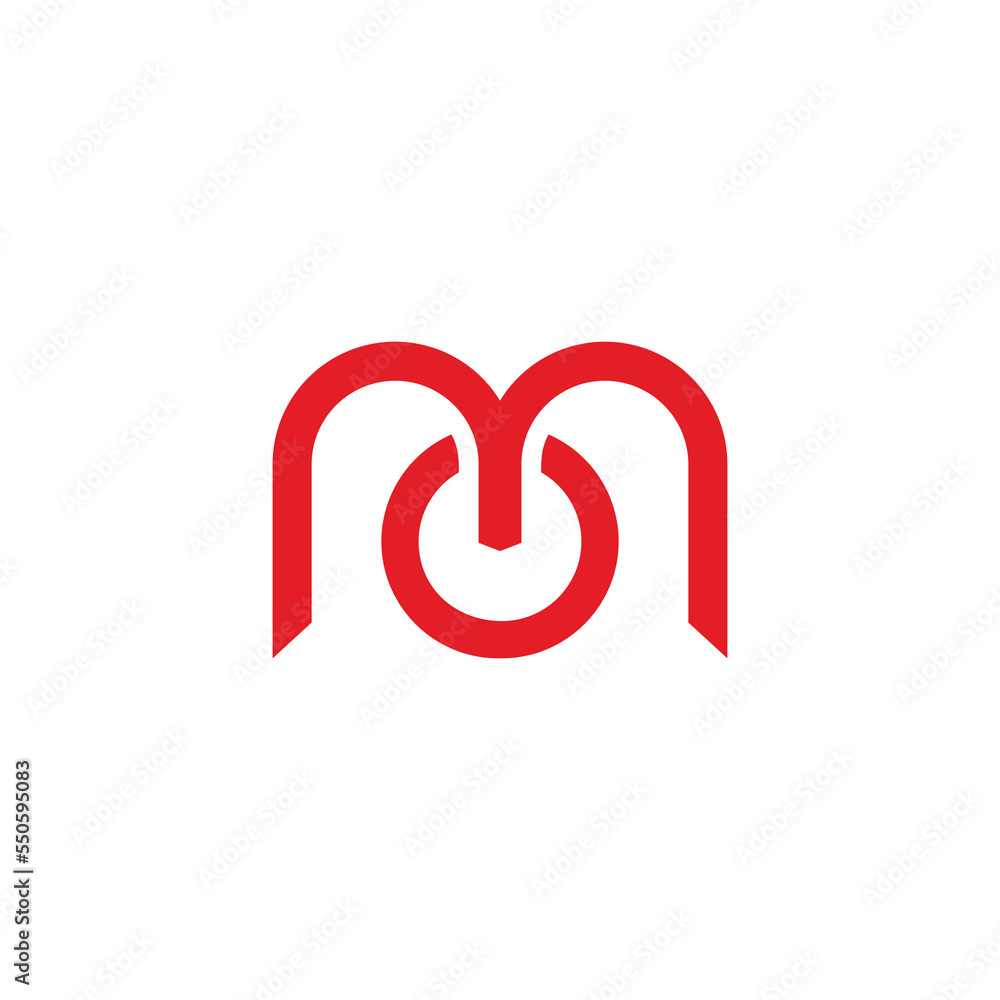letter m power button red logo vector Stock Vector | Adobe Stock