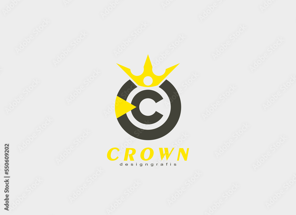 Initial Letter C Crown Logo. Geometric Letter C with Crown Icon Combine ...