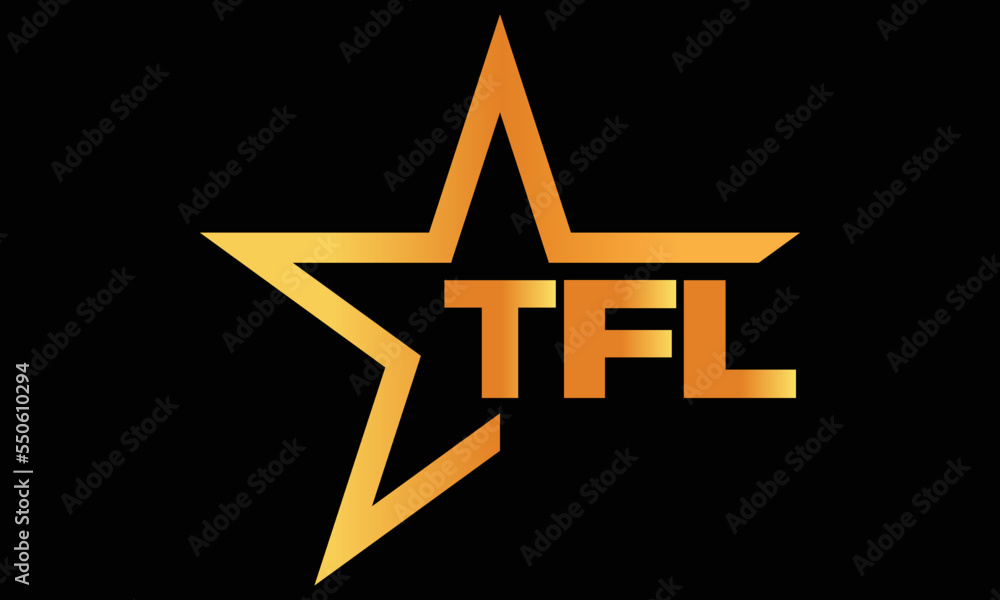 TFL golden luxury star icon three letter logo design vector template ...