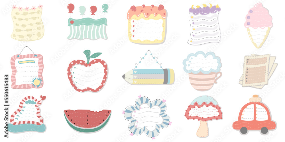 Paper note set designed in pastel tones on white background. Can be ...