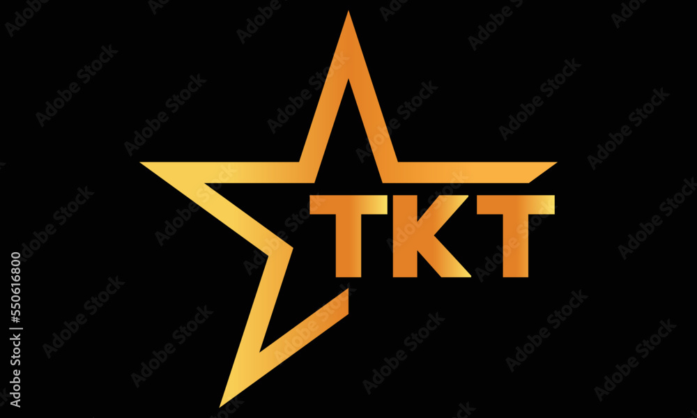 TKT golden luxury star icon three letter logo design vector template ...
