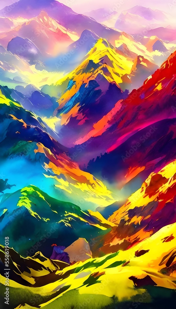 The colorful mountains are like a painting, with their different shades ...