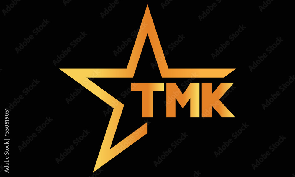 TMK golden luxury star icon three letter logo design vector template ...
