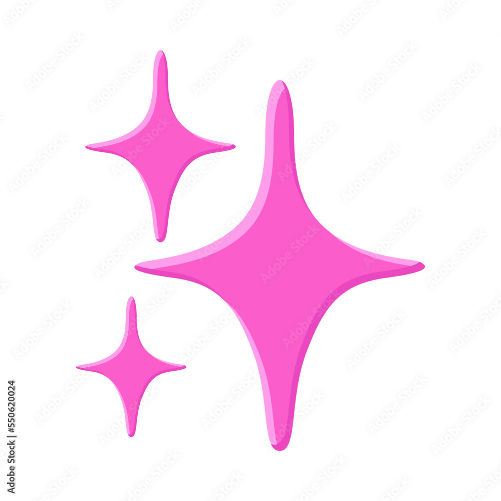 Pink Sparkles Sign Emoji Icon Illustration. Flash Vector Symbol ...