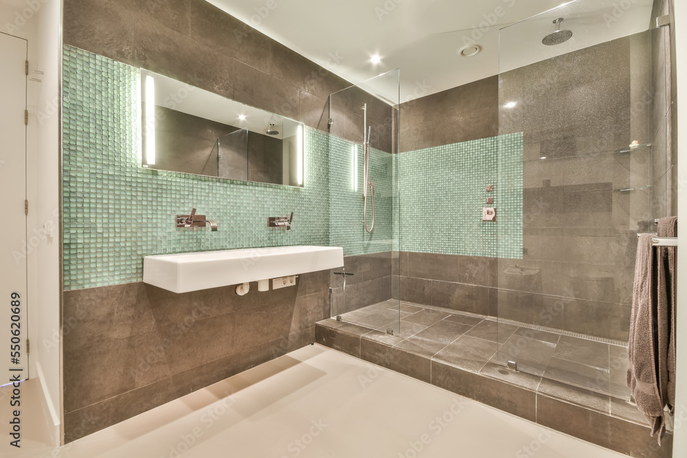 Interior of a sink with a shower Stock Photo | Adobe Stock