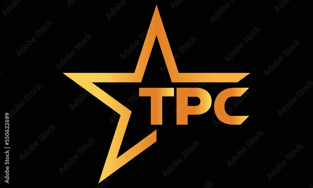 Vecteur Stock TPC golden luxury star icon three letter logo design vector template. royal logo ...