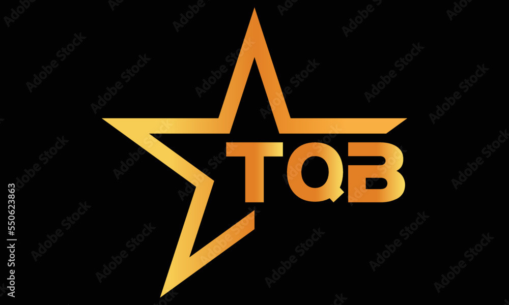 TQB golden luxury star icon three letter logo design vector template ...