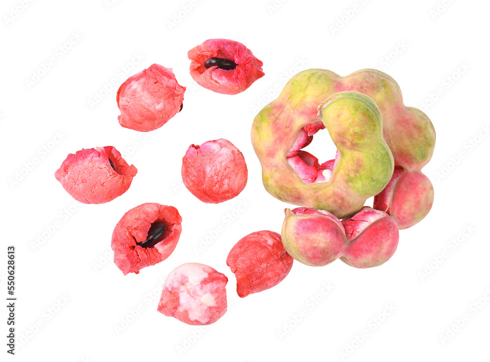 Pink manila tamarind on transparent png. Top view Stock Photo | Adobe Stock