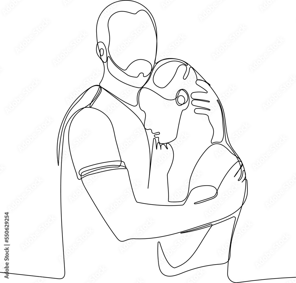 one line drawing of hugging couple vector minimalism. Single hand drawn ...